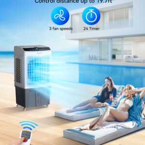 VAGKRI Evaporative Air Cooler, 2200CFM Swamp Cooler, 120°Oscillation Air Cooler with Remote Control, 24H Timer, 3 Modes & Wind Speeds for Outdoor Indoor Use, 9.2Gallon