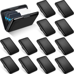 sanwuta 12 pcs aluminum wallet credit cards holder multi slim rfid blocking id credit card case protector metal card holder for men women (black)