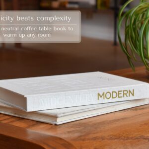 Kigan Home Linen Decorative Book - Real Hardcover Neutral Midcentury Modern - Wooden Bead Garland for Coffee Table Decor, Modern or Boho Home Decor, Shelves, Fireplace Mantel