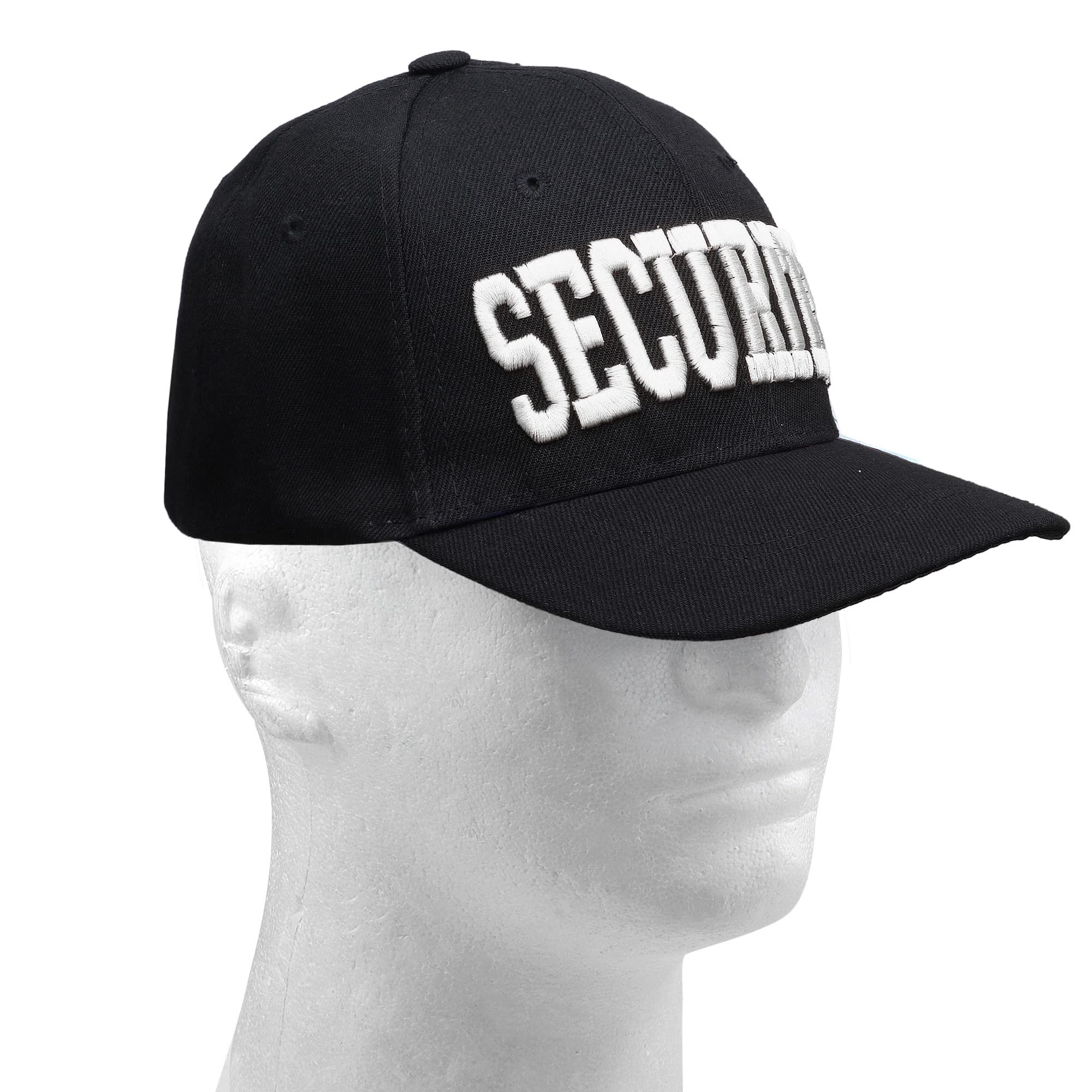 Wholesale 12-Pack Security Hat Baseball Cap - Gold or White Embroidery Security Front, Bill & Back - Adjustable Size - White