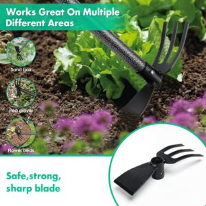 Hoe Garden Tool,45 Inch Long Garden Hoe and Cultivator, Garden Hand Tiller with Long Handle,Heavy Duty Garden Tools Hoe Cultivator for Gardening,Weeding, Tilling,Lossening Soil,Planting