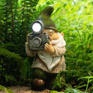 eptuega garden gnome-solar statue outdoor-gnomes decorations for yard - photography pose gnome for yard patio lawn garden gifts