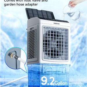 VAGKRI Evaporative Air Cooler, 2200CFM Swamp Cooler, 120°Oscillation Air Cooler with Remote Control, 24H Timer, 3 Modes & Wind Speeds for Outdoor Indoor Use, 9.2Gallon