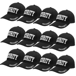 wholesale 12-pack security hat baseball cap - gold or white embroidery security front, bill & back - adjustable size - white