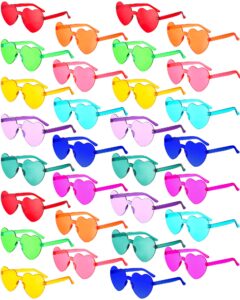 yunsailing 30 pcs heart shape sunglasses rimless heart glasses bulk colorful glasses for adults trendy glasses women eyewear (bright color)