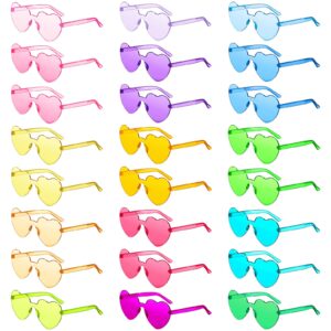 Chicpop 30PCS Heart Sunglasses for Women Transparent Heart Shaped Sunglasses Bulk Fun Colored Sunglasses Pack for Party Favor…