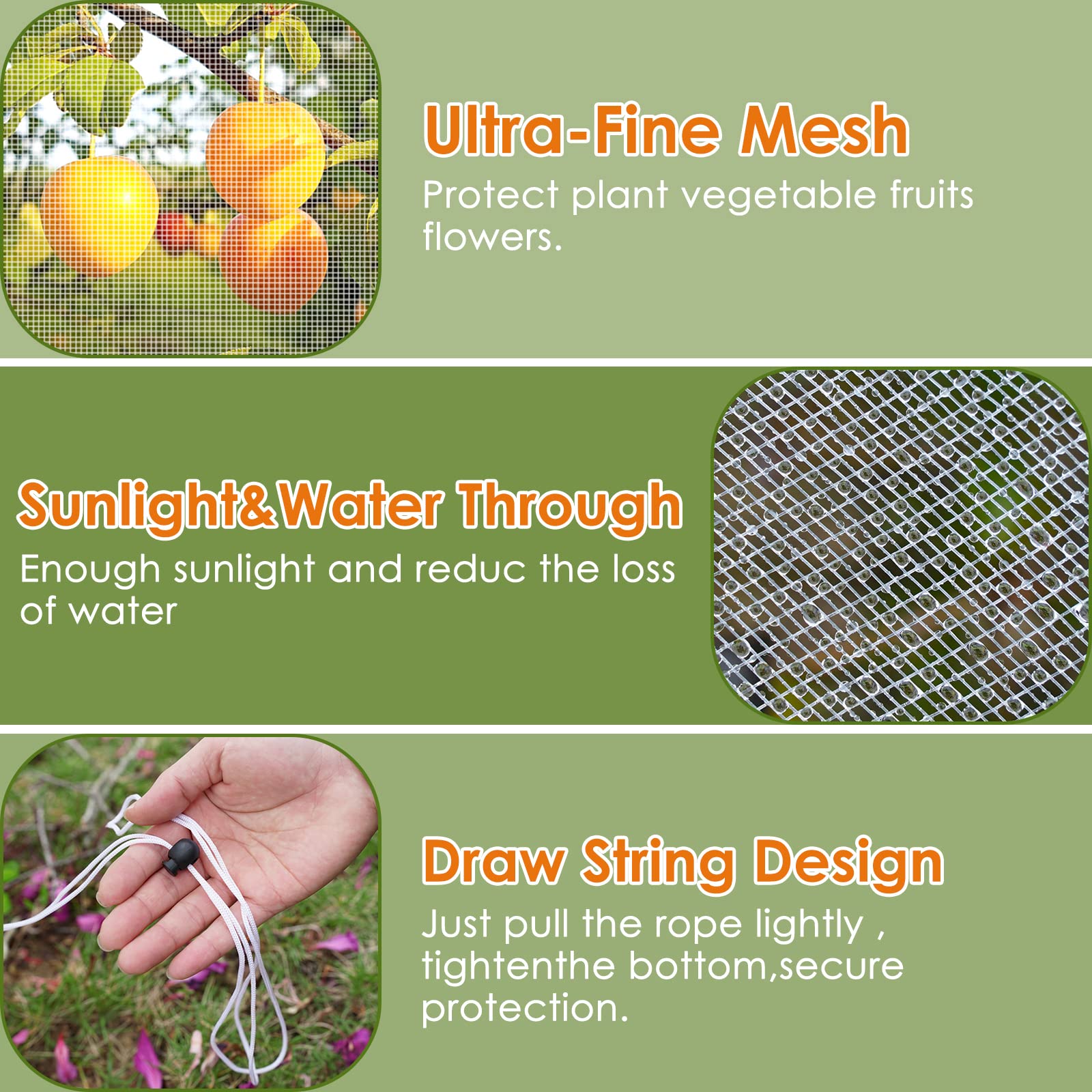 Bird Netting For Blueberry Bushes-3pcs 3.2 X 4.9 Ft,Strawberry Plant Protector,Cicada Netting For Young Trees,Blueberry Bush Netting,Plant Covers From Insects,Plant Netting For Bugs,Fruit Tree Netting