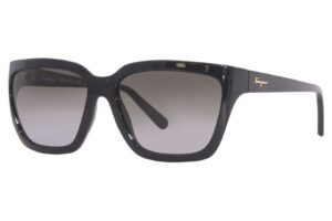 salvatore ferragamo-sf1018s 001 rectangle sunglasses black gray