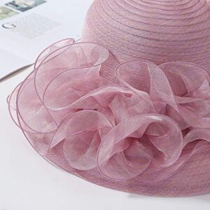 Women's Organza Kentucky Fascinator Hat Derby Cloche Bowler Hat Cocktail Tea Party Wedding Sun Hat Purple