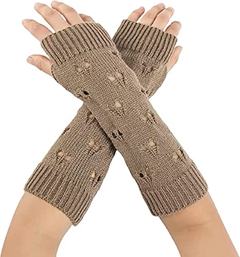 Dalulu Grunge Gloves Fairy Grunge Accessories Ripped Glove Crochet Glove Grunge Clothes y2k Fairy Grunge Aesthetic Arm Warmers (Khaki)