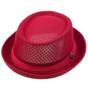 6Pcs Summer Mesh Pork Pie Hat Beach Party Fedora Cap Boater Porkpie Breaking Bad Flat Hat for Men Women Straw