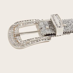 INOGIH Glitter Western Cowboy Style Rhinestone Belt Luxury Bling Bling Diamond Crystal Studded Belts for Jeans Pants Dress