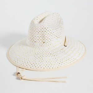 Lele Sadoughi Women's Straw Checkered Hat, White Washed, One Size