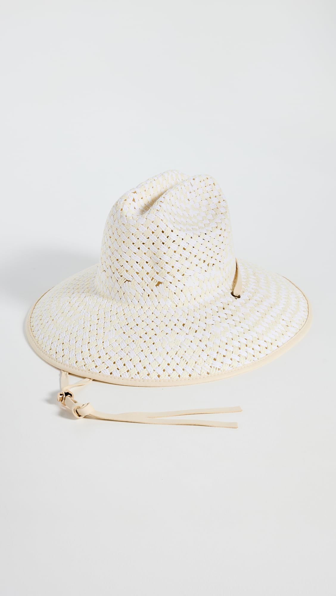 Lele Sadoughi Women's Straw Checkered Hat, White Washed, One Size