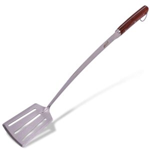 grill spatula 24-inch super long for grilling barbecue griddle and fire pit extra strong curved neck premium hardwood handle large stainless steel blade for bbq outdoor kitchen and grilled food