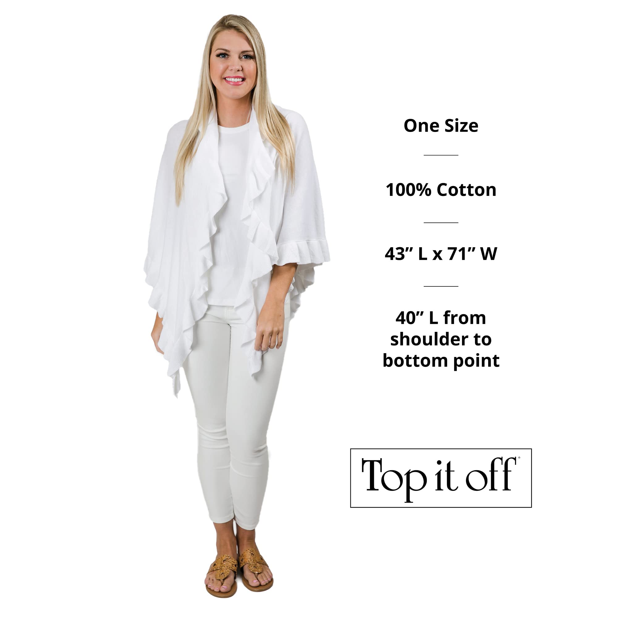 Top It Off Ava Ruffle Wrap - Women’s Triangle Shawl White