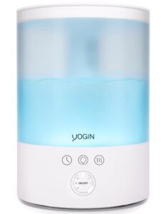 yogin humidifiers for bedroom large room,top fill 2.5l ultrasonic cool mist humidifiers for baby nursery and plants,up to 24 hours, 24db quiet,night light, auto shut off, easy clean humidifier