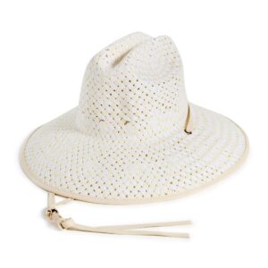 Lele Sadoughi Women's Straw Checkered Hat, White Washed, One Size