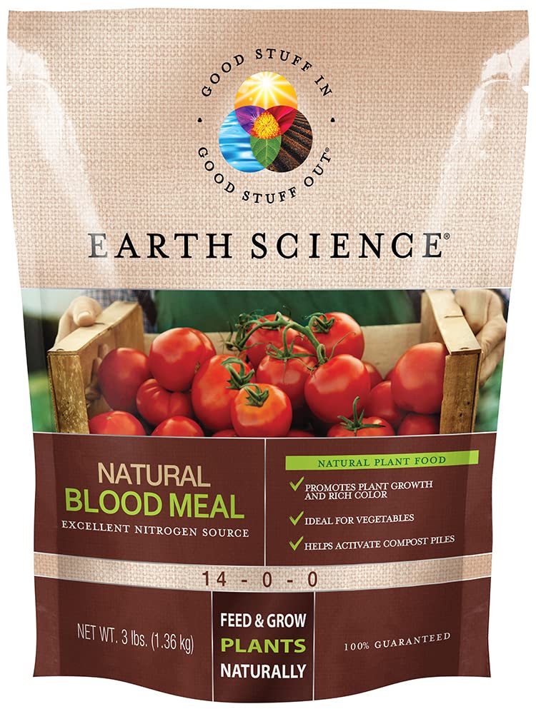 Earth Science – Natural Blood Meal Plant Food – Feed & Grow Plants Naturally – Activate Compost Piles – Vibrant Color –More Blooms and Bigger Harvests 3lb