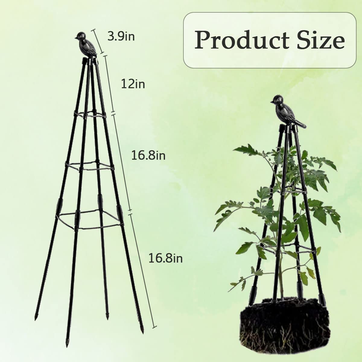 Garden Trellis, Support Plant Stand for Climbing Plants Outdoor and Indoor Trellis, Potted Plants Flowers Vegetables and Vines, Tomato Cage Tower - 1 Pack