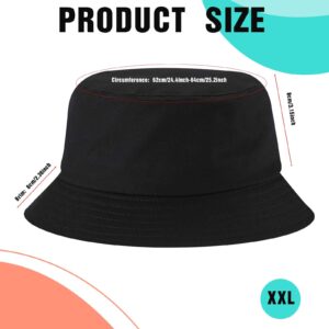 3 Pcs XXL Bucket Hat for Big Head Summer Oversize Fisherman Hats Travel Beach Hat Unisex Cotton Hat Lightweight Fishing Hats for Women Men Teen Outdoor Vacation, Black Khaki and White