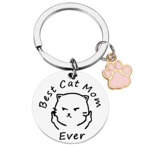 cat mom keychain funny mom gift keychain for women cat tag pendent mother car keychain new puppy cat keychain from daughter son husband for birthday mother’s day valentine's