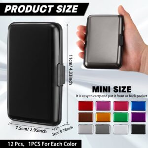 12 Pcs RFID Blocking Credit Cards Holder Mini Slim Aluminum Wallet Metal Business Card Case Credit Card Protector ID Hard Case for Women Men, Multicolor