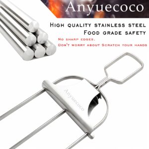 Anyuecoco Skewers for kabobs,2 PCS 14-Inch 3 Way Kabob Skewers for Grilling,Stainless Steel Skewer,With Push Bar Reusable Metal Skewer,Kabob Sticks,Perfect For Meat,Chicken,Sausages,Veggies,shrimp