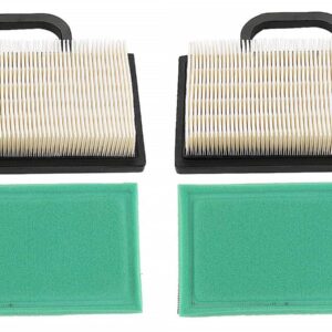 2 Air Filters Plus 2 Pre-Filters Compatible With Briggs & Stratton Air Filter Part Number 499486, 499486S, 695091, 698754, Pre-Filter Part Number 273638, 273638S.