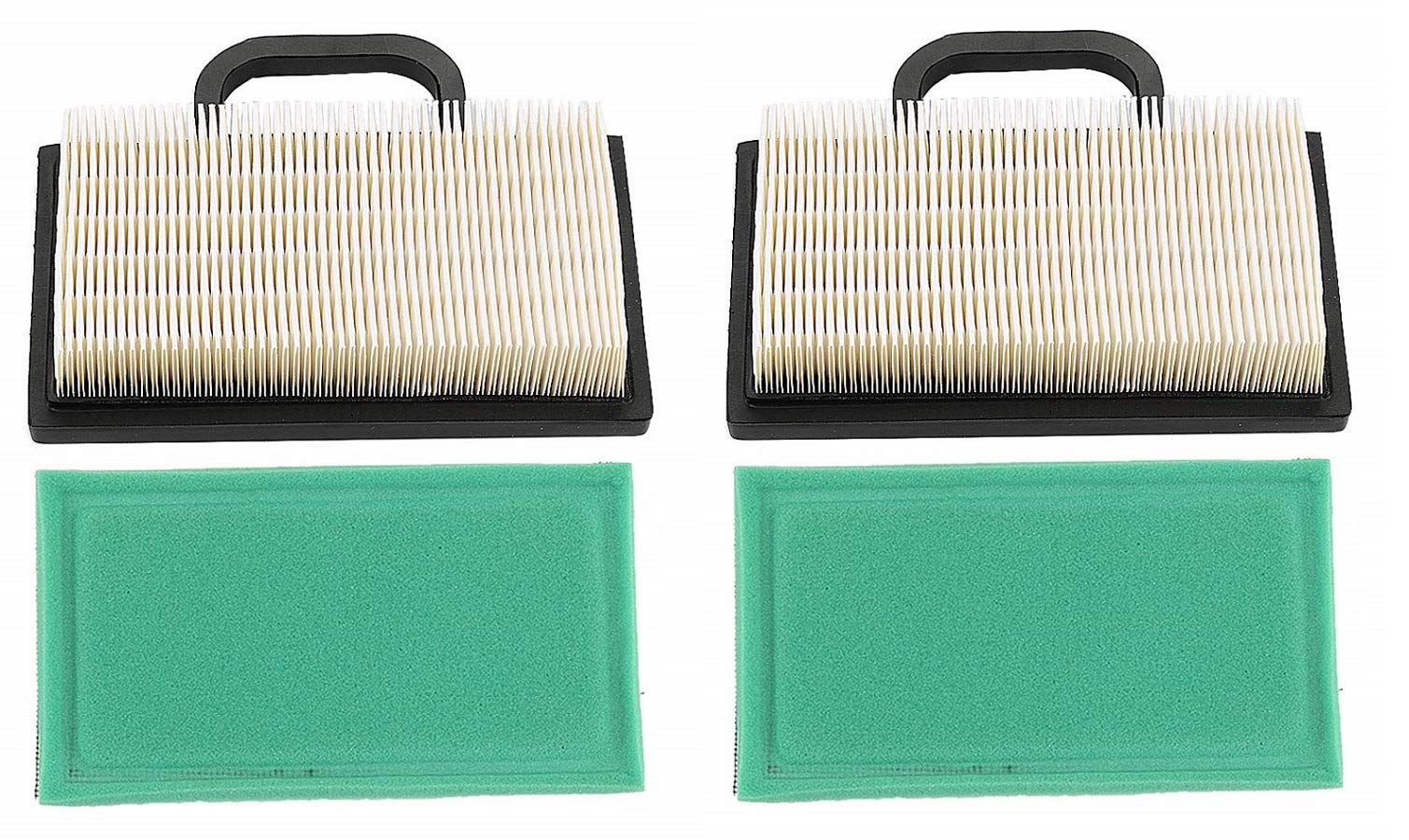 2 Air Filters Plus 2 Pre-Filters Compatible With Briggs & Stratton Air Filter Part Number 499486, 499486S, 695091, 698754, Pre-Filter Part Number 273638, 273638S.