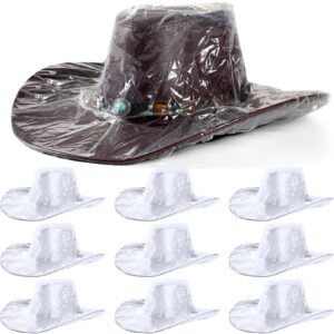 funtery 10 pcs xxl cowboy hat cover rain dust hat covers plastic waterproof hat protectors for storage keep from rain snow(clear,10 pcs)