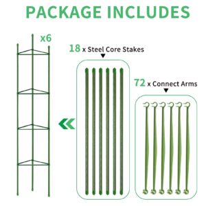 5ft 6-Pack Tomato Cage Support Green Garden Plant Sticks/Stakes for Climbing Plants, Vegetables, Fruit, Flowers