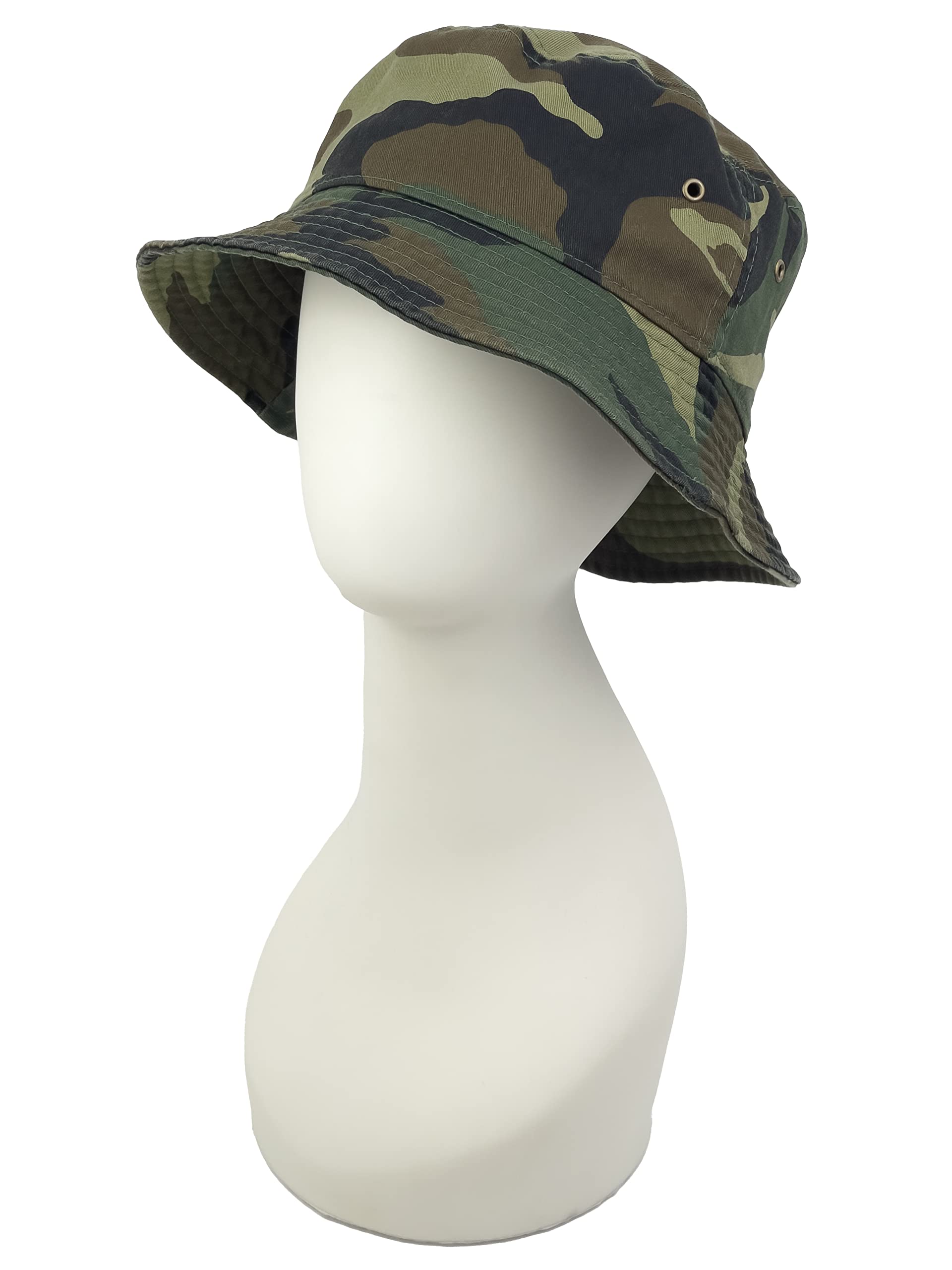 Utmost Bucket Hat 100% Cotton & Denim Lightweight Packable Outdoor Summer Beach Fishing Sun Hat(L/XL, 1pc Camo Woodland)