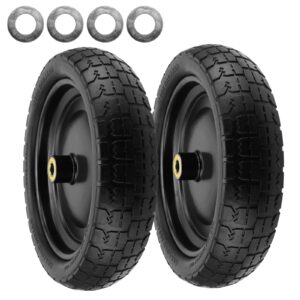 taicheut 2 pack 13 inch flat-free tires for carts, gorilla cart replacement wheels, heavy duty solid replacement tires with 5/8 inch bearings for wheelbarrow, trolleys, hand trucks, utility carts