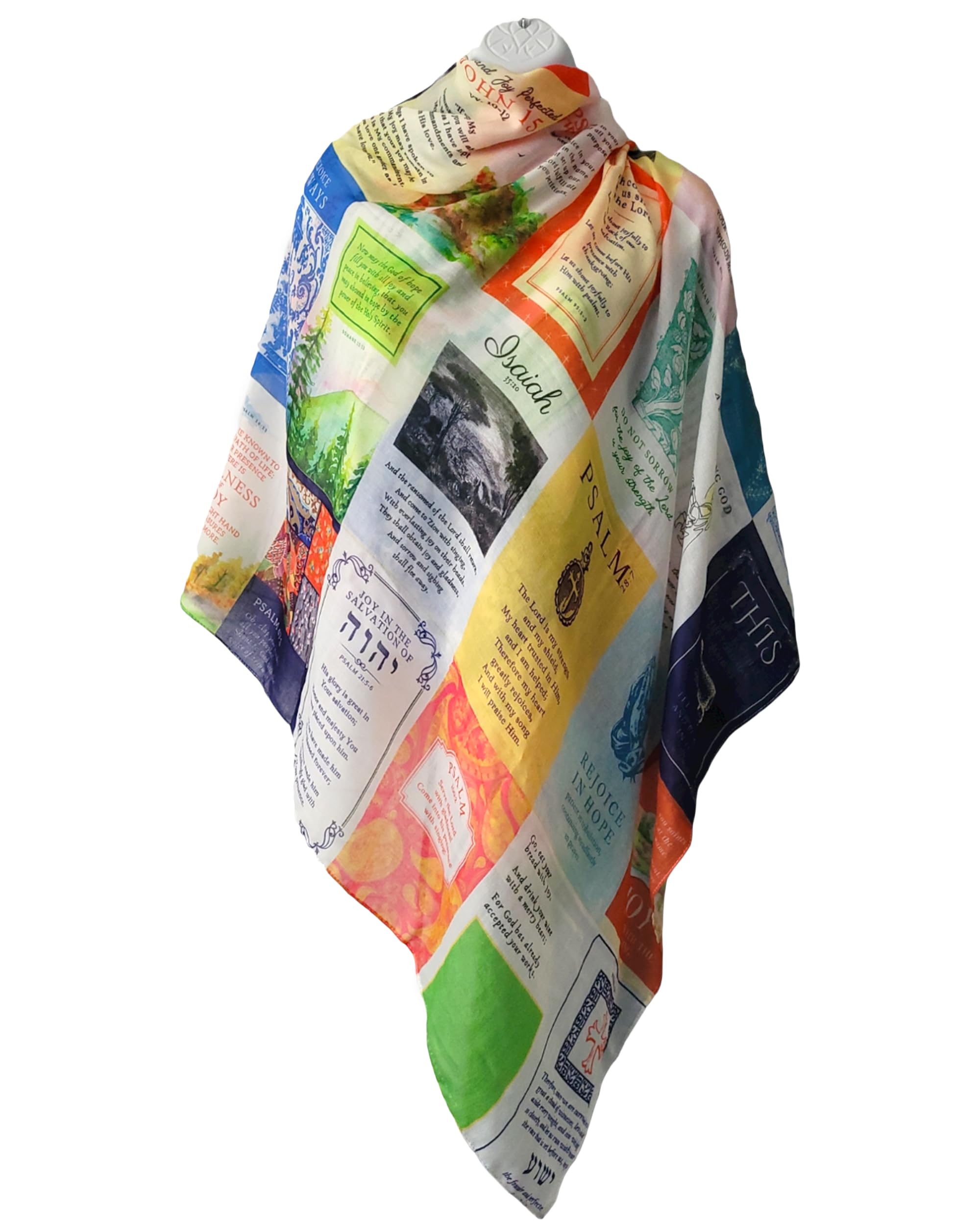 Joy Prayer Scarf - Large, Lightweight Prayerfully Made Bible Verse Shawl, 35x70", Colorful Uplifting, Meaningful Faith Gift (Scarf Only)