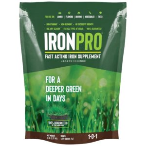 iron pro fast acting supplement 5lb earth science – iron pro fast acting iron supplement for use on lawns, flowers, and vegetables with all soil types – easy application – covers up to 1k square feet