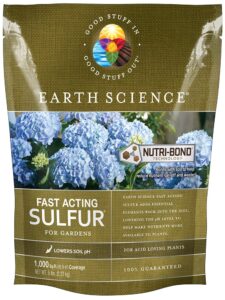 earth science fast acting sulfur - instantly lower ph of soil & reduce nutrient runoff for improved growth & color - long lasting lawn care for acid loving plants (5lb)