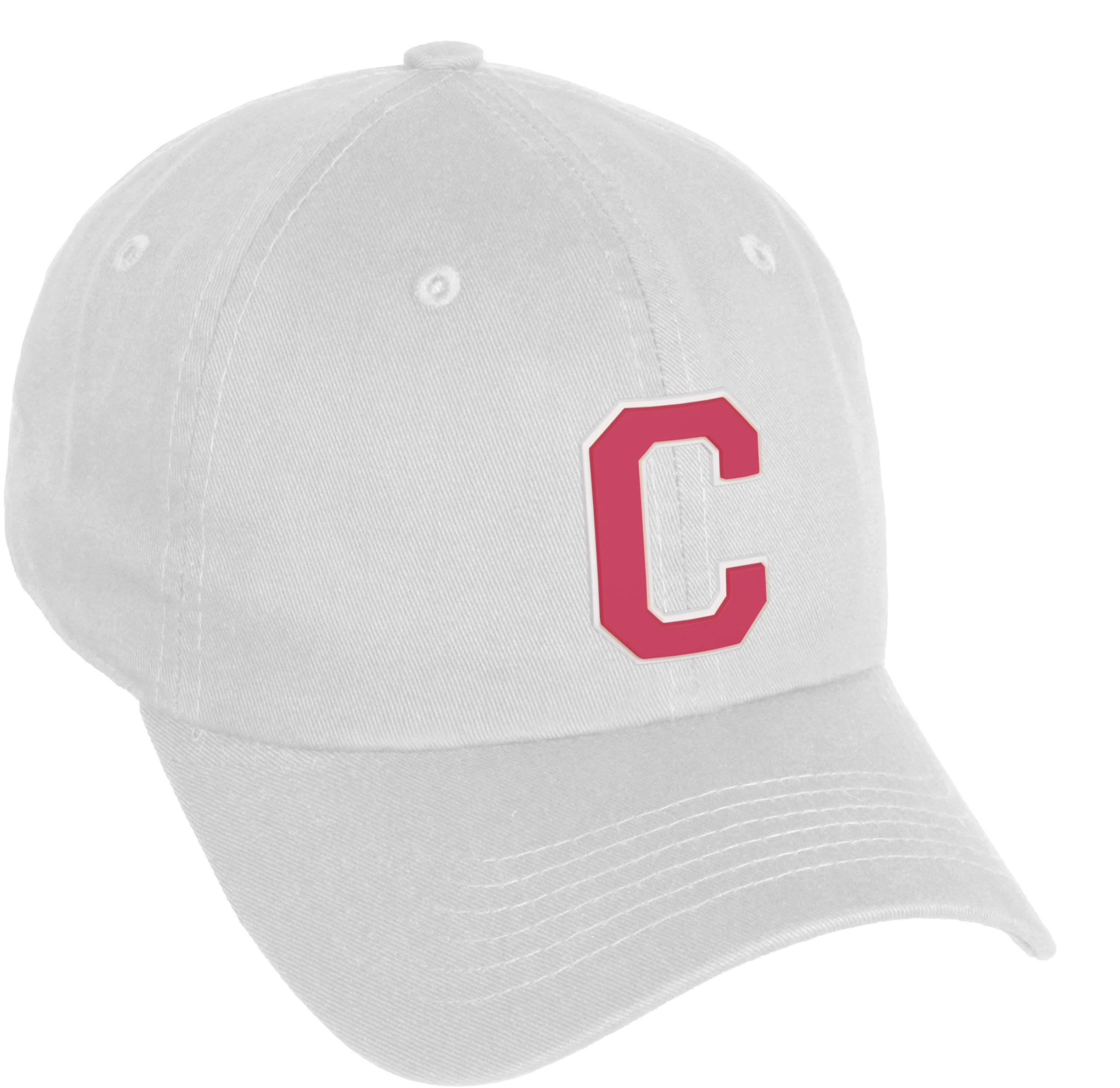 Daxton Classic 3D Varsity White Rose Initial Letters Baseball Dad Hat, White, Letter C