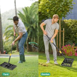 Lawn Leveling Rake, 17x10 Heavy Duty Lawn Leveler with Adjustable Handle Dirt Ground Level Tool for Yard Garden (72 Inch)