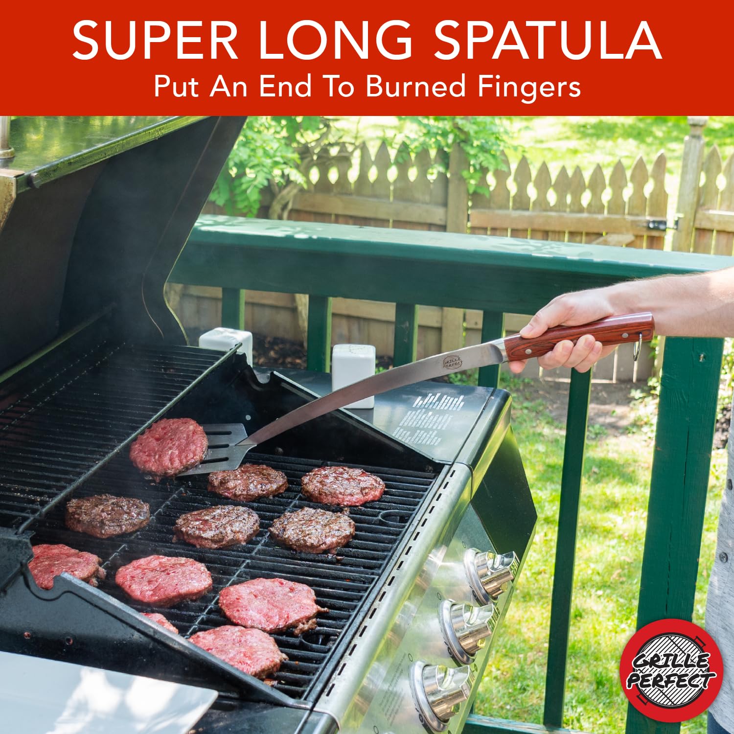 Grill Spatula 24-inch Super Long for Grilling Barbecue Griddle and Fire Pit Extra Strong Curved Neck Premium Hardwood Handle Large Stainless Steel Blade For BBQ Outdoor Kitchen and Grilled Food