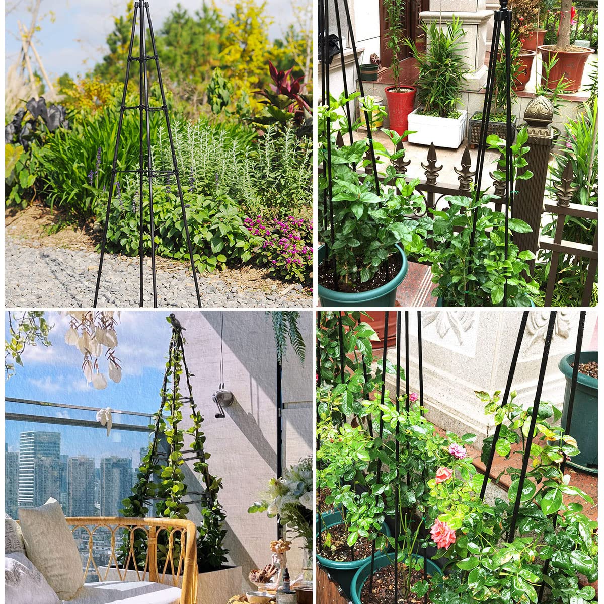 Garden Trellis, Support Plant Stand for Climbing Plants Outdoor and Indoor Trellis, Potted Plants Flowers Vegetables and Vines, Tomato Cage Tower - 1 Pack