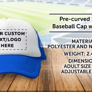 100 Fly Ball Structured Mesh Caps Set - Customizable Text, Logo - Casual, Sporty, Adjustable, Breathable, Comfortable - Blue