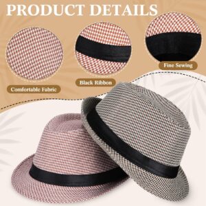 35 Pack Short Brim Straw Hats Unisex Summer Beach Sun Hat Bulk Classic Trilby Hat with Black Band Cotton Sun Straw Hat Panama Cap for Man Woman 35 Colors