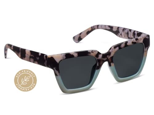 Peepers by PeeperSpecs Women's Out of Office Sun Square Polarized, No Correction Sunglasses, Black Marble/Mint, 51 + 0