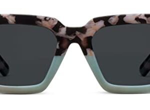 Peepers by PeeperSpecs Women's Out of Office Sun Square Polarized, No Correction Sunglasses, Black Marble/Mint, 51 + 0