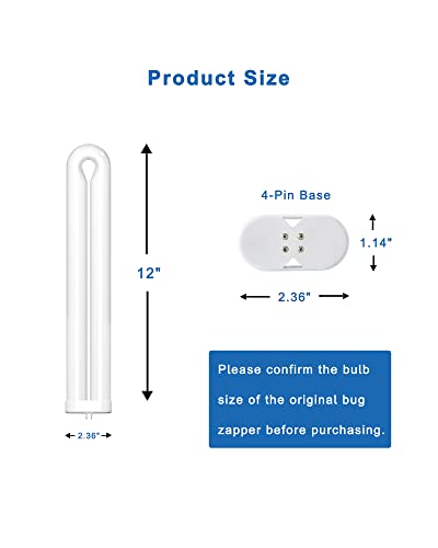 BF150 Replacement Bulb Compatible with Flowtron BK-80D, MC9000, FC7600 and Stinger B4040 Bug Zapper, 12 Inch FUL40T8/BL U Type Light Bulb for 40W Electronic Insect Killer, 2 Pack