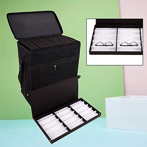 TFCFL Eyeglasses Collector Eyewear Display Case Storage Box Elevate Your Eyewear Storage with our Deluxe 180-Piece Optical Glasses Storage Trolley Case 180 Slots