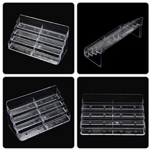 Jutom 4 Pcs 8 Pocket Acrylic Business Card Holder 7.68 x 3.43 x 3.82 Inch Business Card Holder Display Clear Stand Card Organizer Multi Business Card Holder for Desk Literature Flyer Pamphlet