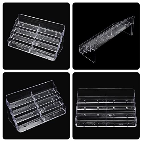 Jutom 4 Pcs 8 Pocket Acrylic Business Card Holder 7.68 x 3.43 x 3.82 Inch Business Card Holder Display Clear Stand Card Organizer Multi Business Card Holder for Desk Literature Flyer Pamphlet