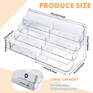 Jutom 4 Pcs 8 Pocket Acrylic Business Card Holder 7.68 x 3.43 x 3.82 Inch Business Card Holder Display Clear Stand Card Organizer Multi Business Card Holder for Desk Literature Flyer Pamphlet